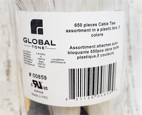 GLOBALTONE 650 pcs Self-Locking Cable Ties Assortment – LiquidationMania.com