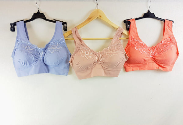 RHONDA SHEAR Women's #9210 Seamless Bra with Lace Detail Bra - CHOOSE ...